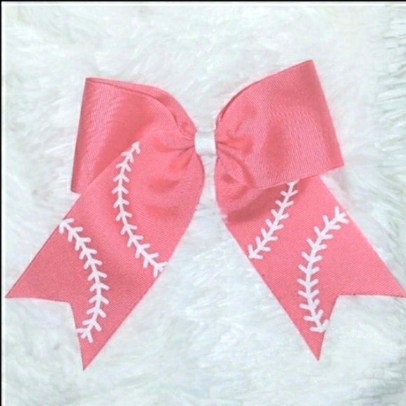 annasposhalley | Accessories | Softball Bow 6x6 Pink White Vinyl Ball ...